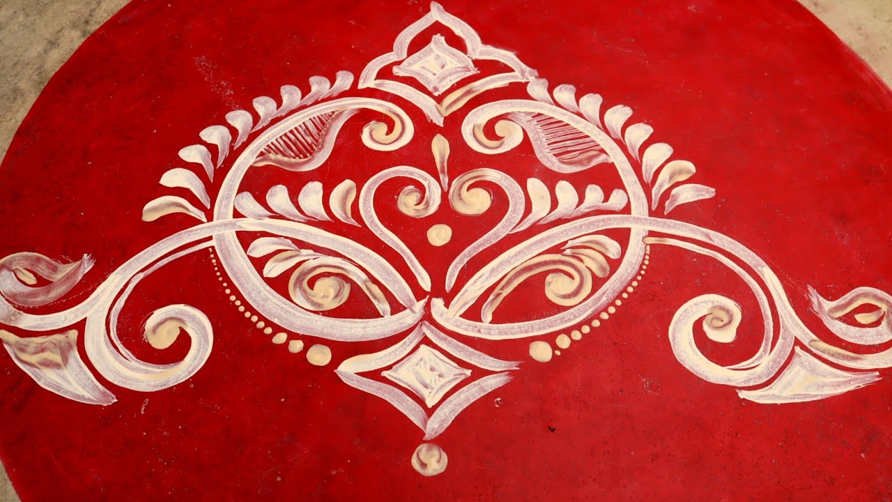 Easy Alpona Design for Beginners|Choukath Alpona|Border Alpona|Kojagori ...