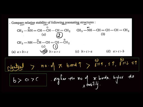 Compare the relative stability of following resonating structures - YouTube