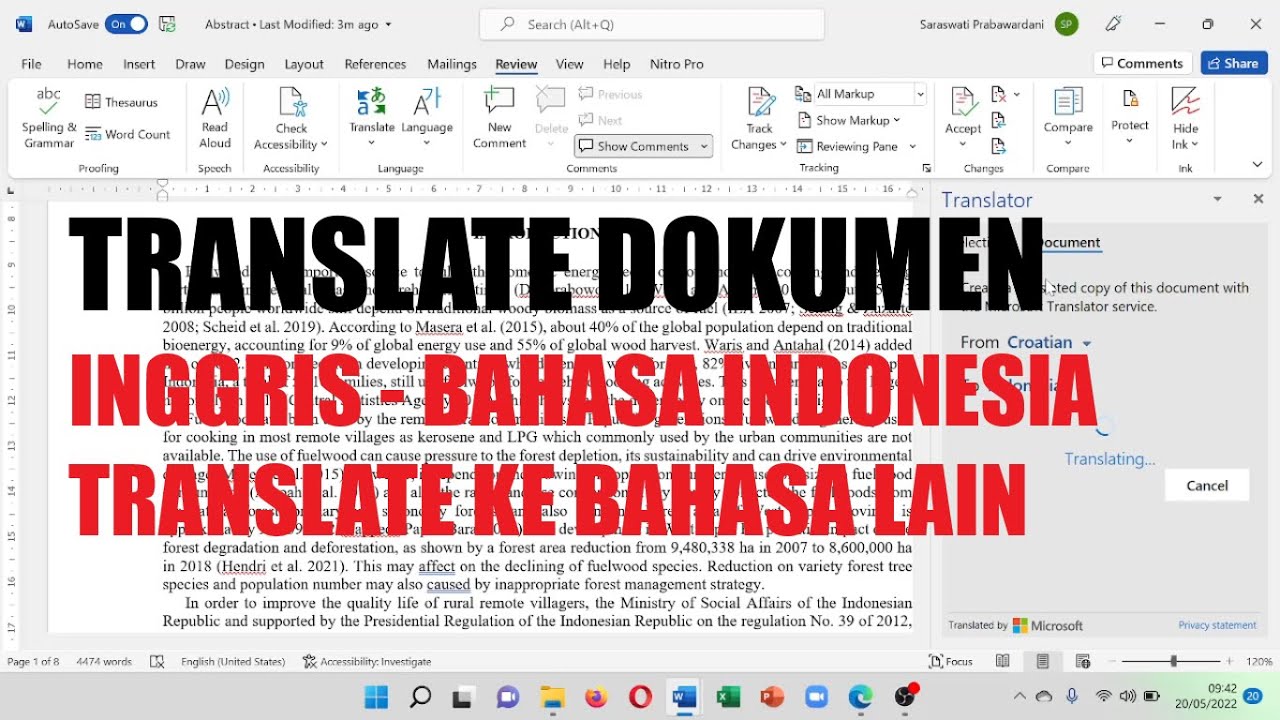 Cara Mudah Translate Bahasa Inggris - Indonesia pada Dokumen di Office ...