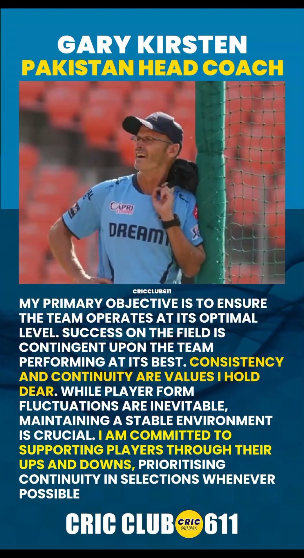 GARY KIRSTEN PAKISTAN HEAD COACH - YouTube