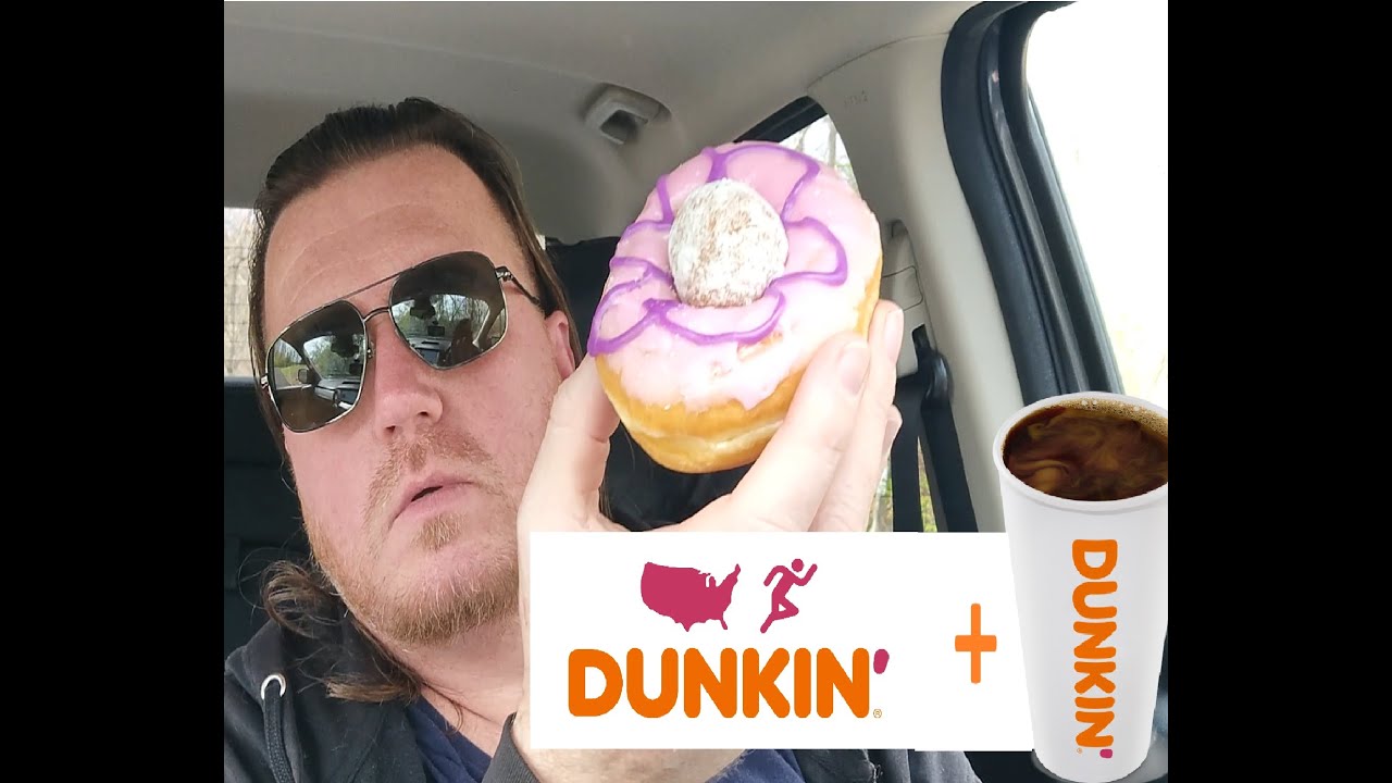 Dunkin' Strawberry Frosted Donut with Powdered Munchkin | #dunkindonuts ...