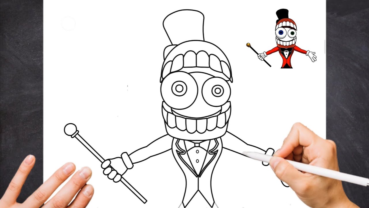 Cara Menggambar CAINE | How To Draw CAINE easy from The Amazing Digital ...