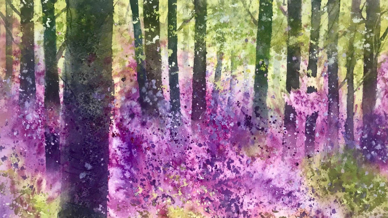 Atmospheric Landscape Watercolour Trees & Heather Tutorial - YouTube