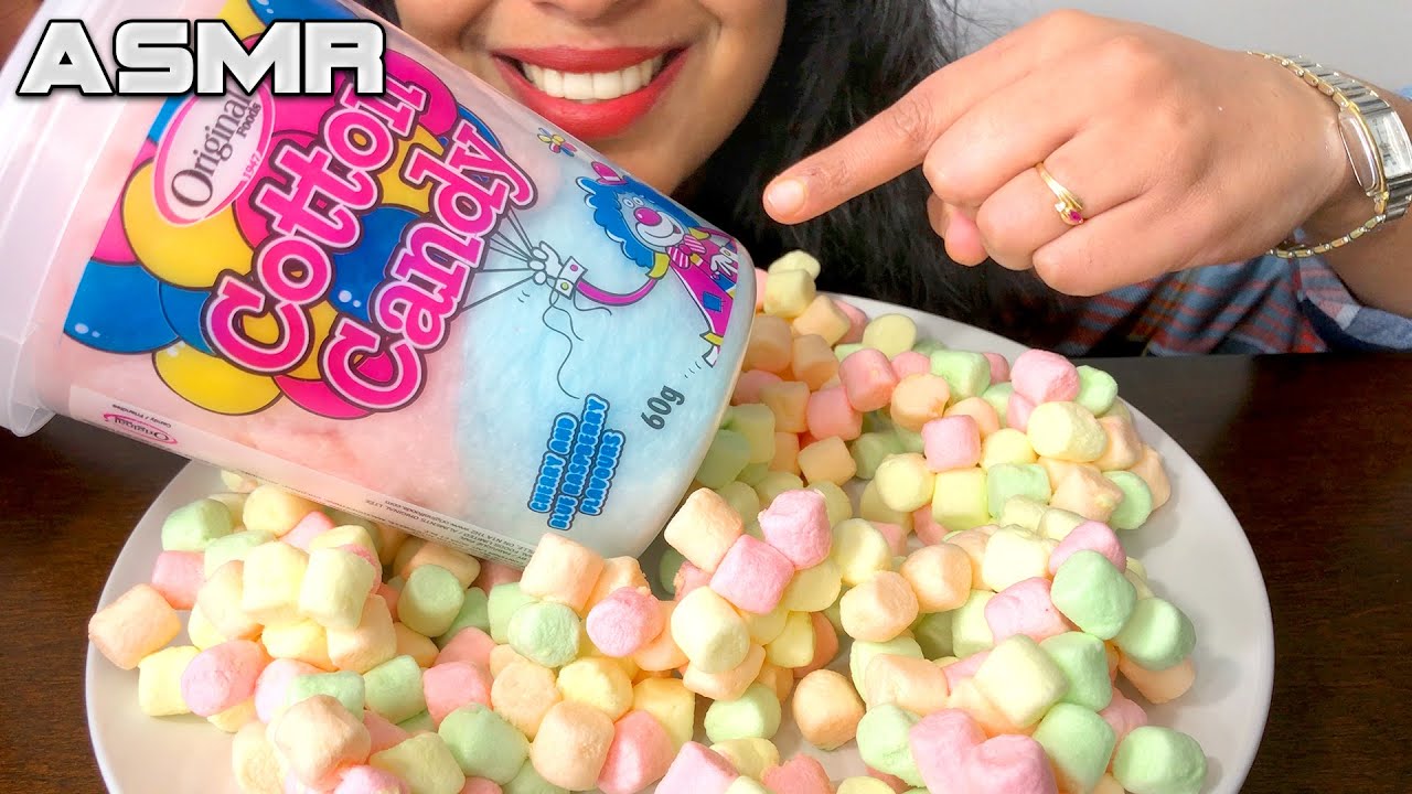 COTTON CANDY MUKBANG | ASMR EATING SOUNDS (No Talking) | ASMR COTTON ...
