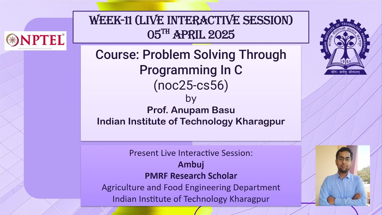 Week-11 Problem Solving Through Programming In C (noc25-cs56) - YouTube