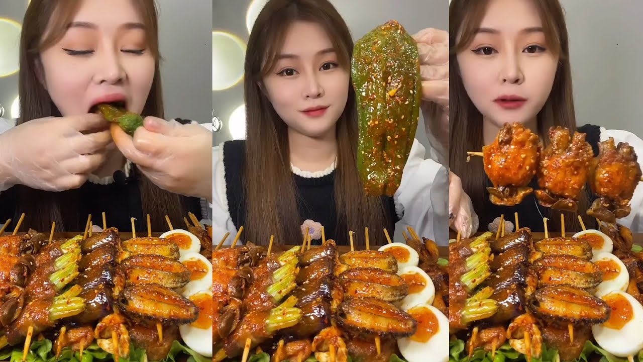 ASMR Mukbang Makanan Pedas Enak Sate Goreng Korean Food Yummy Tendon ...