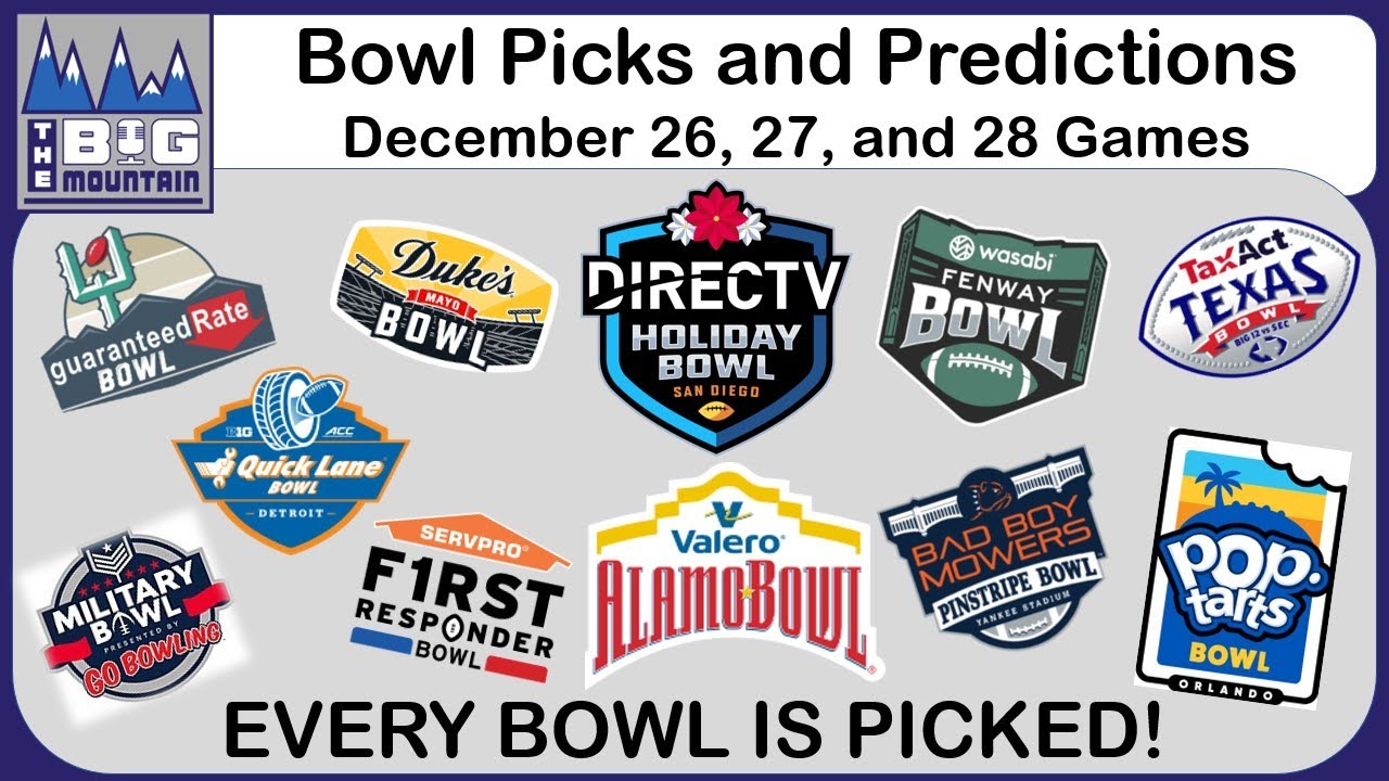 College Football BOWL PICKS for Dec 26, 27, 28 Games -Fenway, Holiday ...