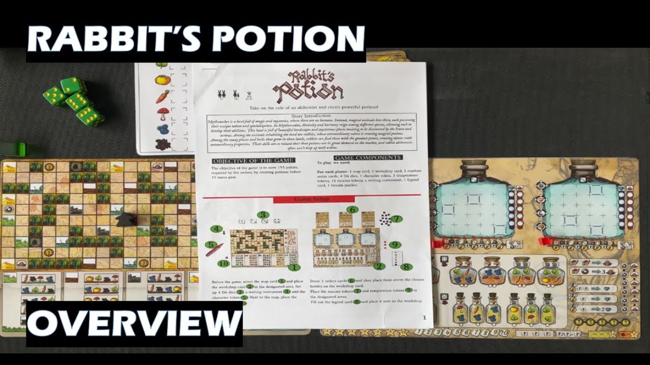 Rabbit's Potion game overview PnP roll and write board game - YouTube