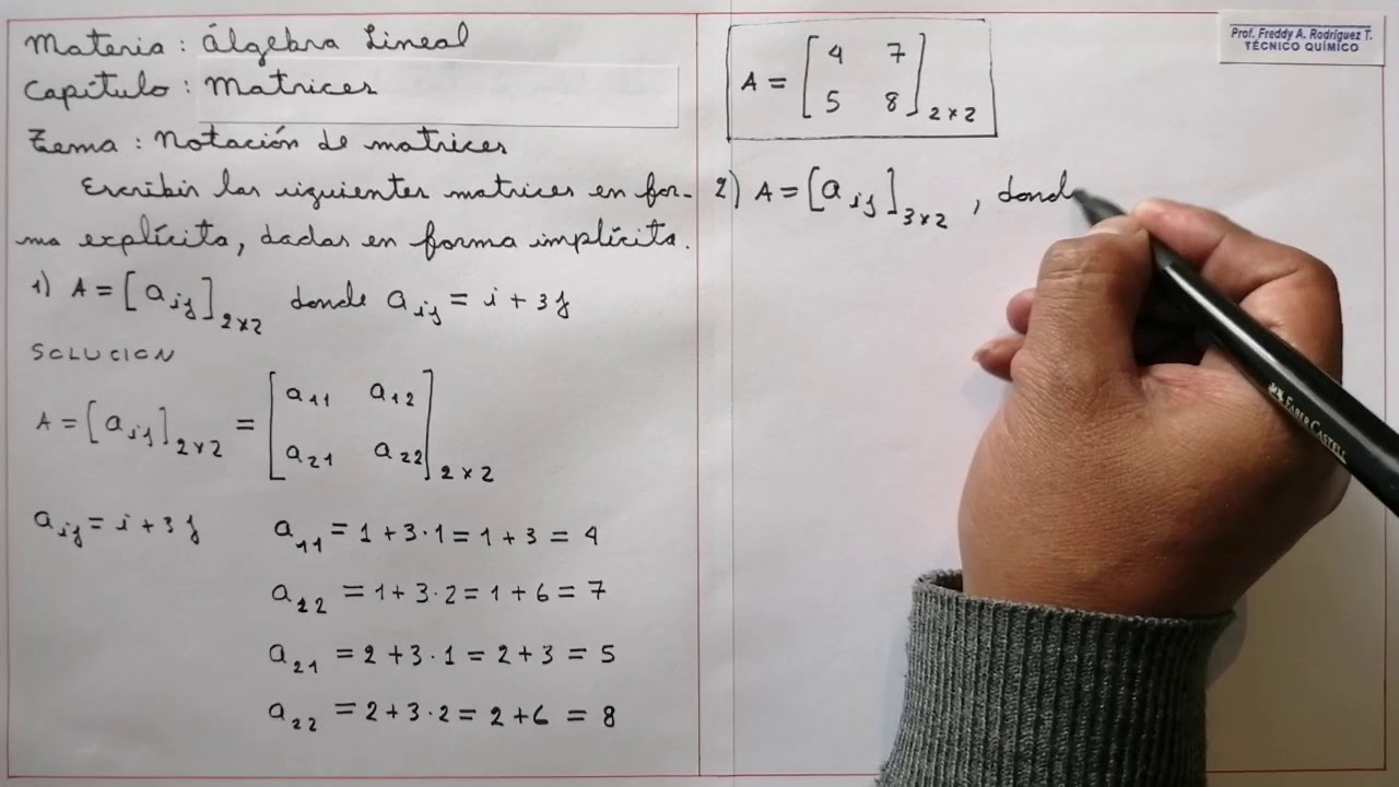 NOTACIÓN DE MATRICES (video 1). MATERIA ÁLGEBRA LINEAL. - YouTube