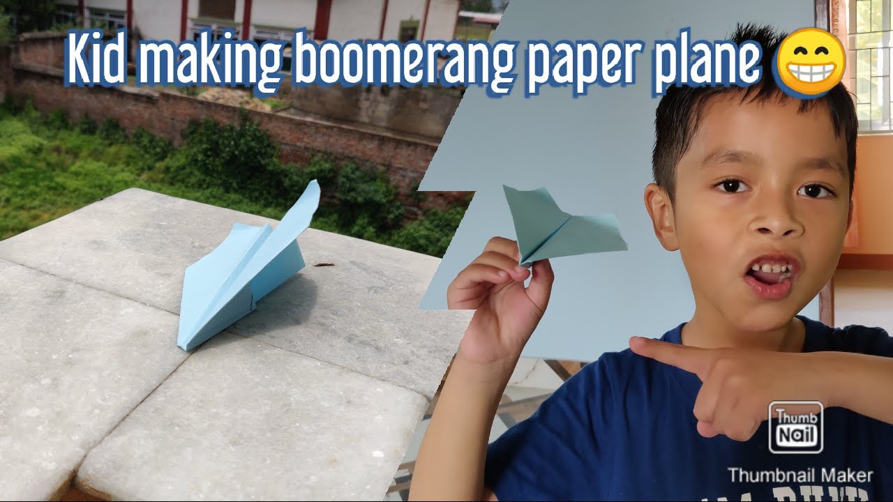 Awesome boomerang paper plane by 6 yr Kid - YouTube