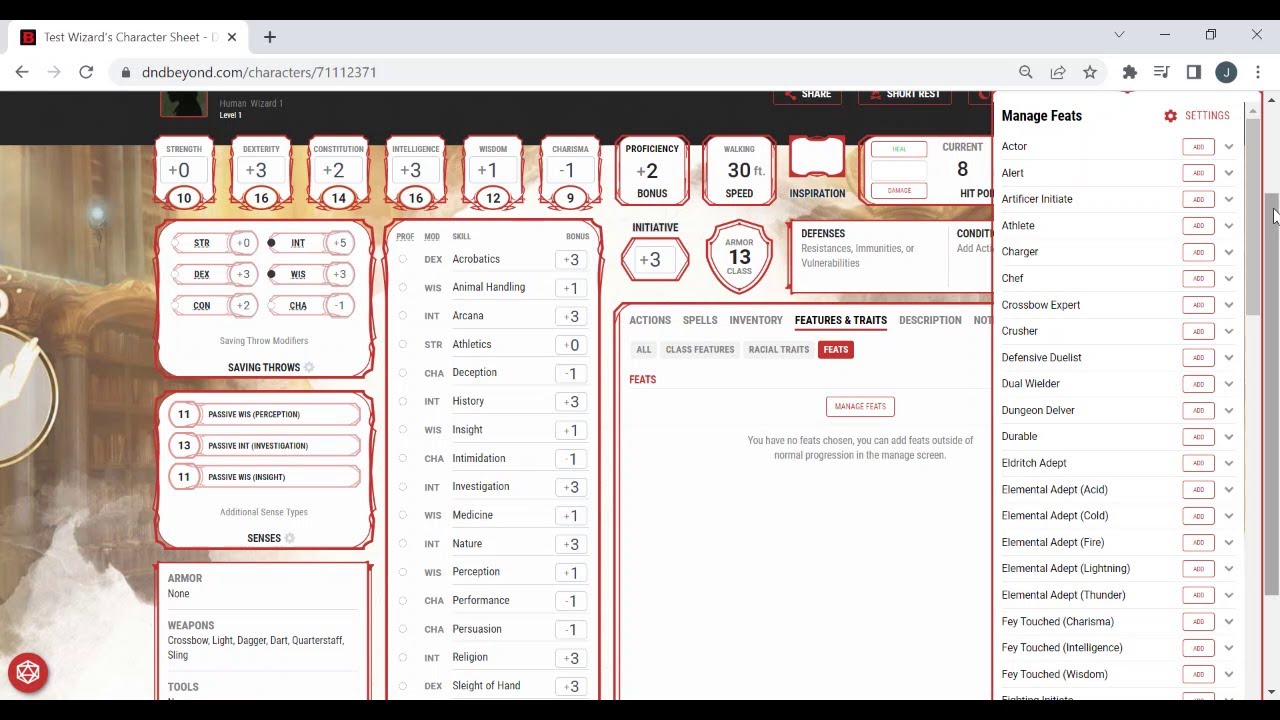 Manually Adding Feats To Your Sheet - D&D Beyond - YouTube