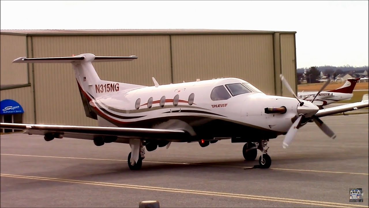 Pilatus PC12 turbo Prop Start and Take Off - YouTube