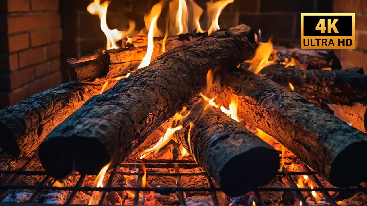 🔥 FIREPLACE 4K LIVE 24/7. Relaxing Fireplace with Burning Logs and ...