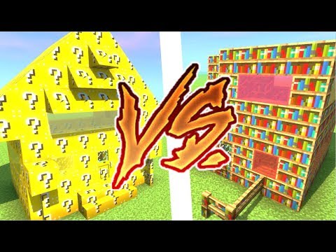 LUCKY BLOCK HOUSE VS LIBRARY HOUSE CHALLENGE ! MAISON EN LUCKY BLOCK VS ...
