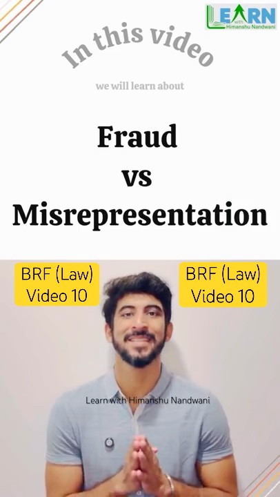 Fraud vs Misrepresentation | Indian Contract Act | VNSGU | Law-BRF for ...