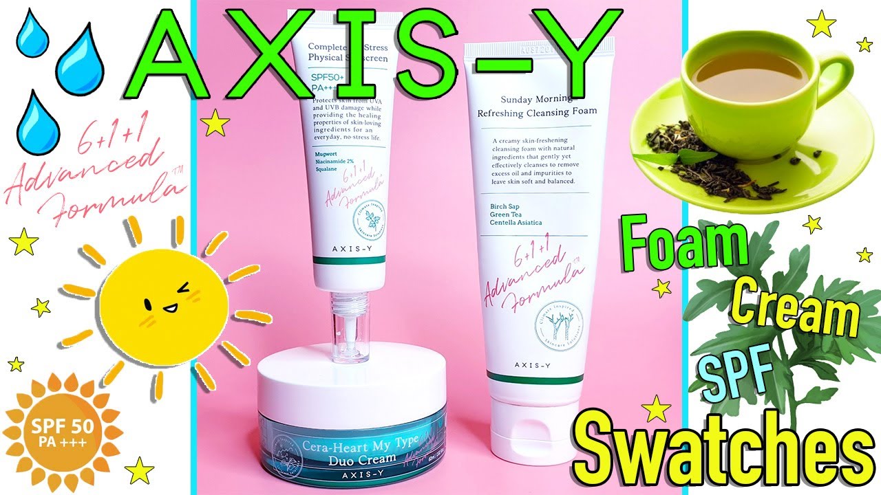 AXIS-Y - SPF + Cleanser + Duo Cream! - #SWATCHES + #REVIEW - #kbeauty # ...