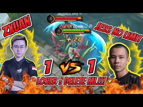 Zxuan 1 VS 1 JessNoLimit FANNY, LOSE = DELETE Mobile Legends !! | Official ZX