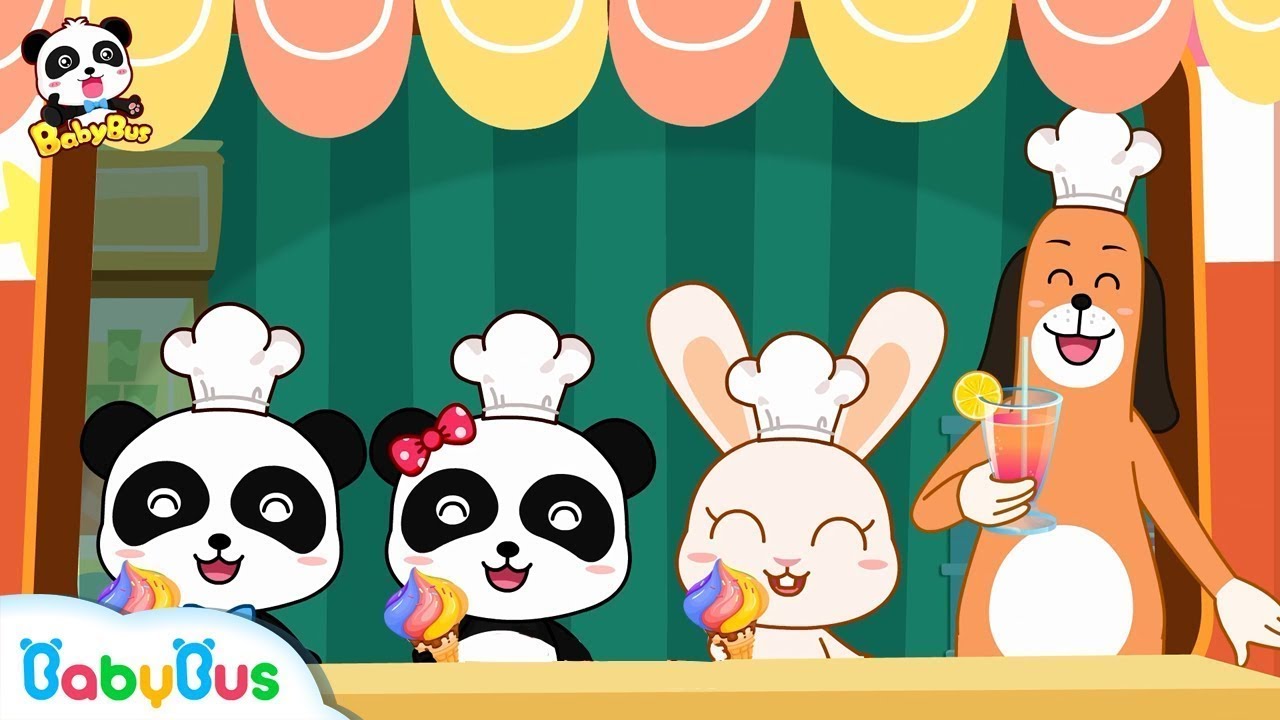 Nursery Rhymes | Baby Panda's Smoothie Truck | Make Colorful Ice Creams ...