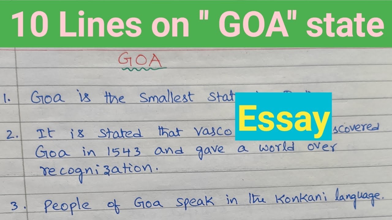 10 lines about GOA in english/few lines about GOA state/essay on GOA in ...