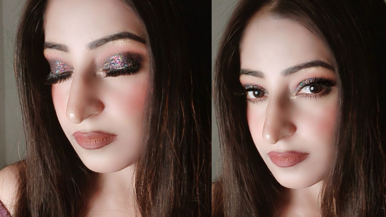 Cocktail Party Makeup Tutorial | Party Makeup | Glitter Eye Makeup ...