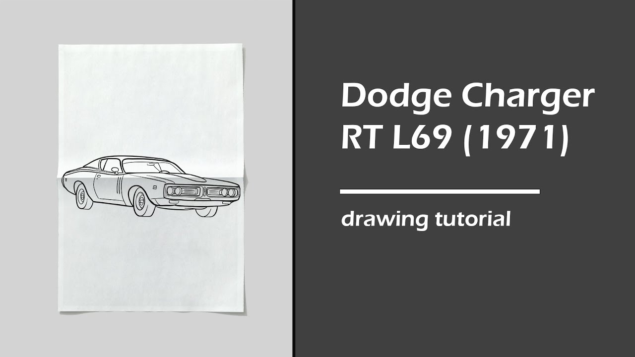 How to draw Dodge Charger RT L69 (1971) | Sketchok.com easy step-by ...