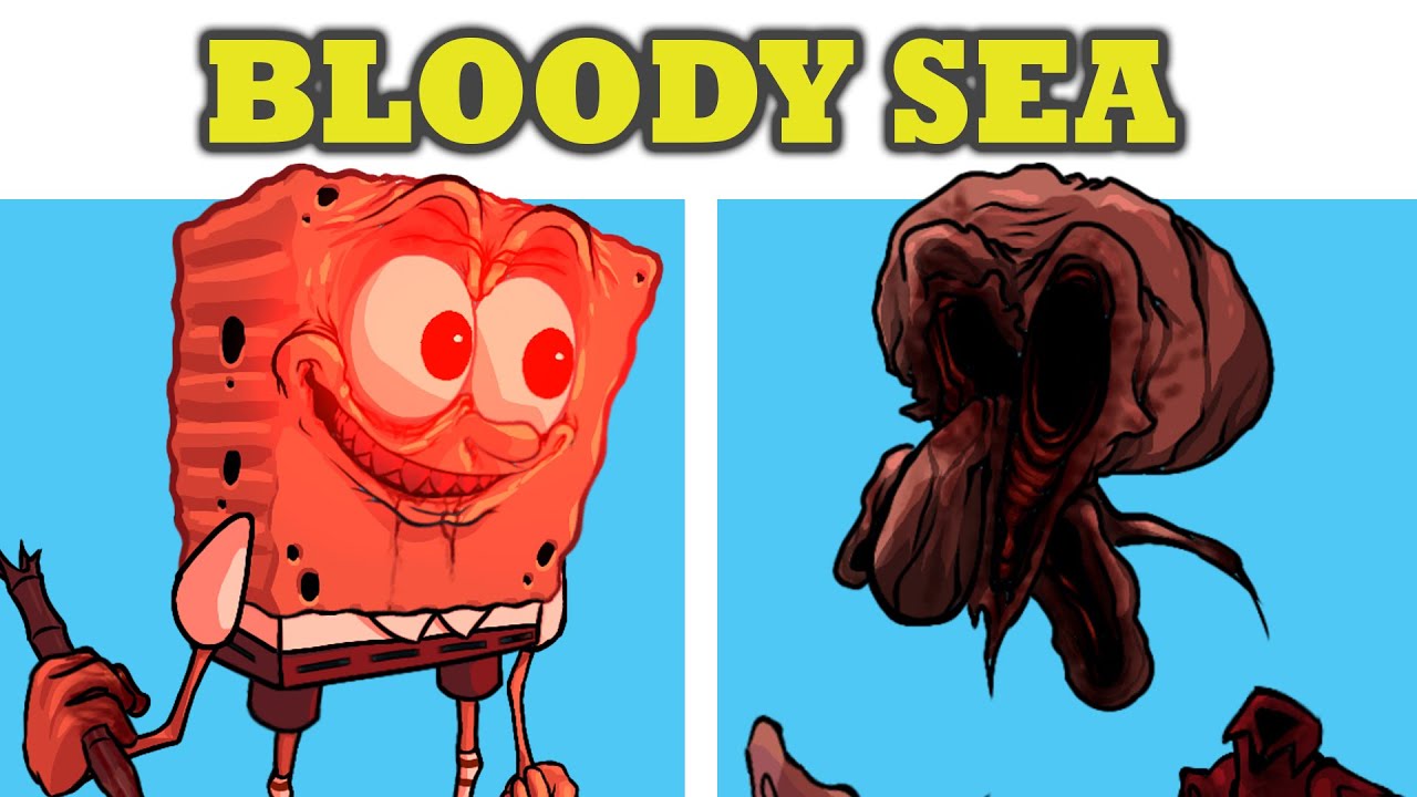 FNF' BLOODY SEA BOTTOM DEMO | VS Evil Spongebob, Squidward (FNF Mod ...
