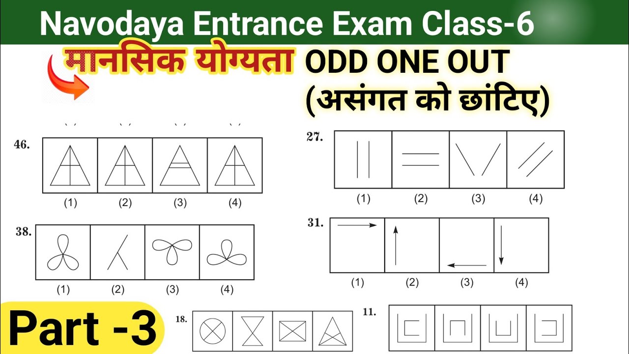 Mental Ability | ODD ONE OUT ( असंगत को छांटिए) | Part -3 | Navodaya ...