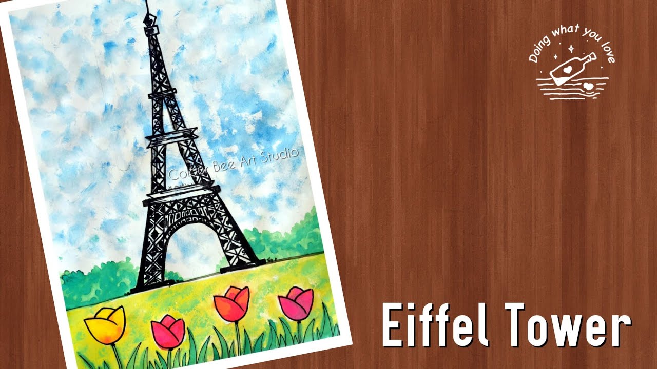 How to Draw Eiffel Tower Simple Step by step Live Tutorials For Kids ...