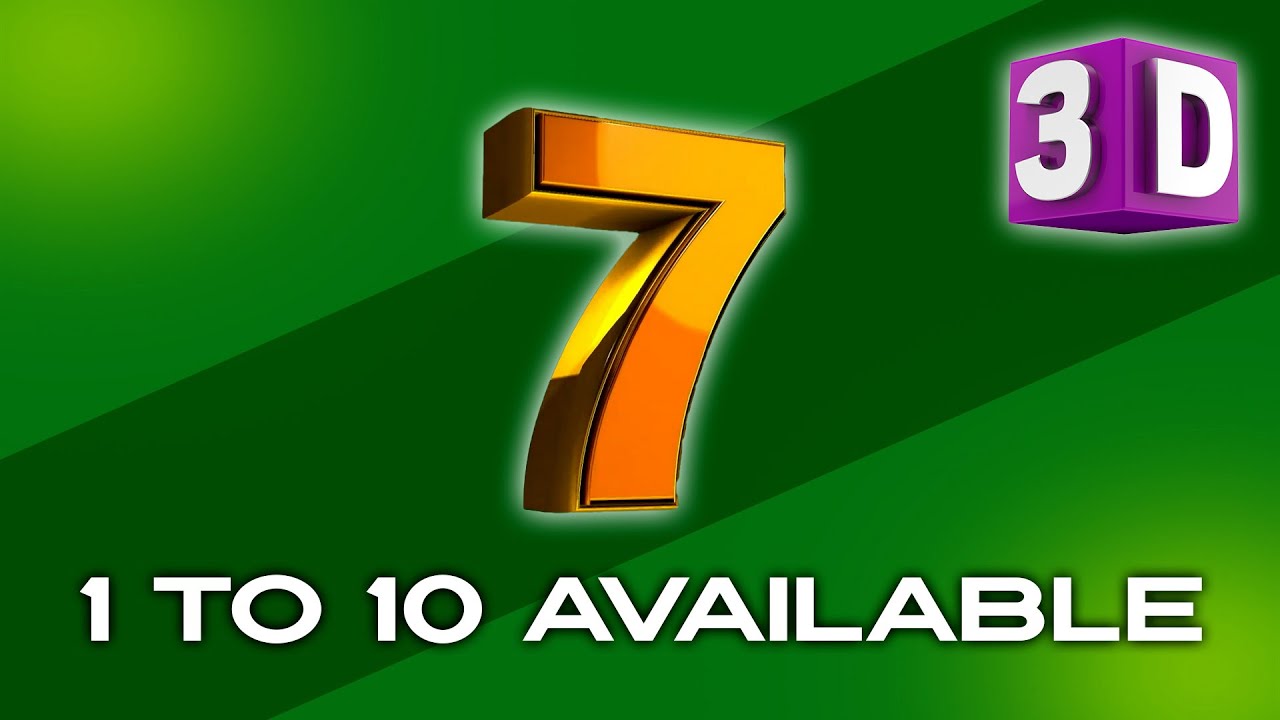 3D 1 to 10 Numbers Green Screen Golden - YouTube