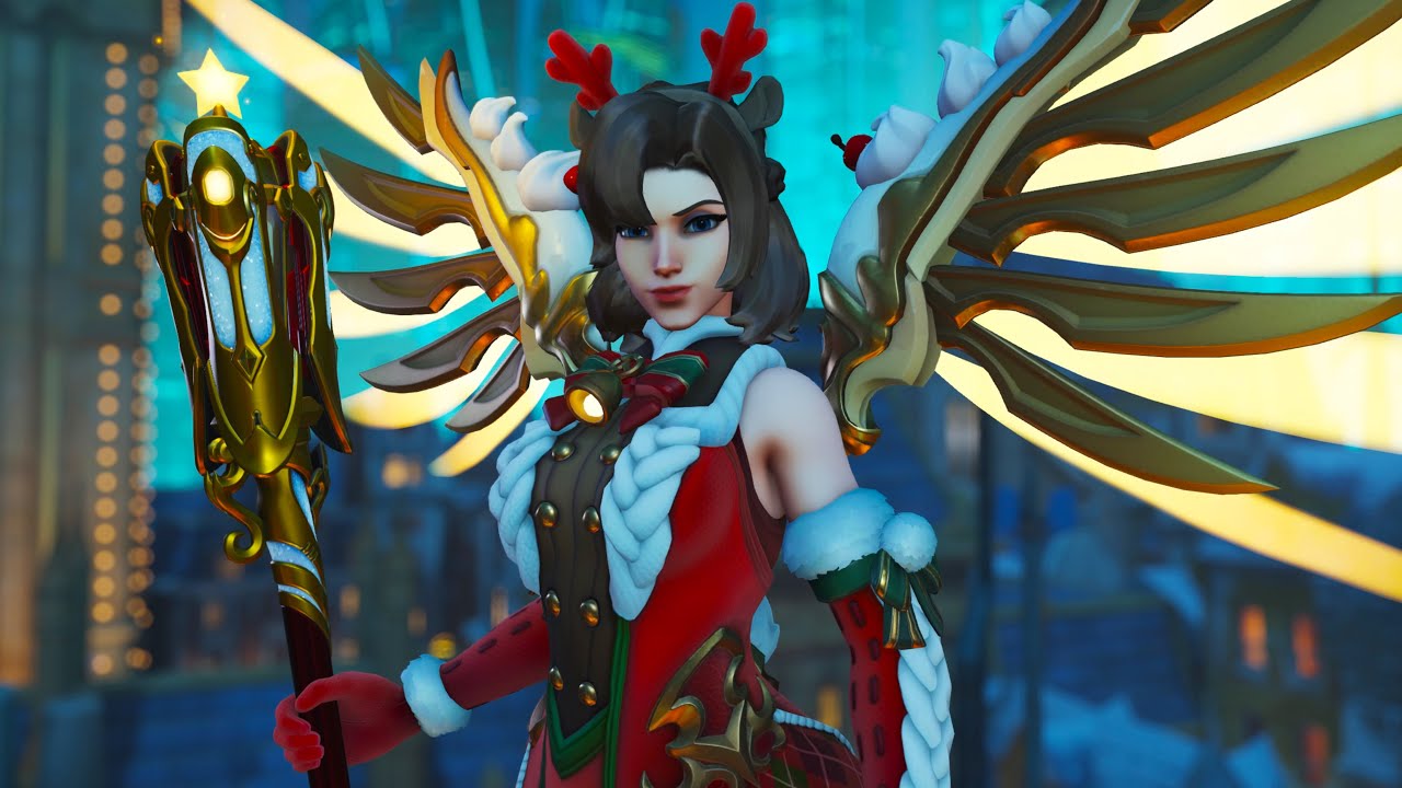 NEW Happy Holly Mercy Skin Showcase | Overwatch 2 - YouTube