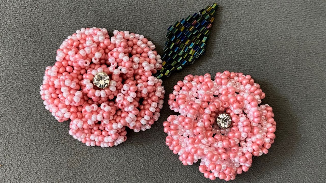 Beaded flower / How to make tutorial Beaded rose 🌹 / weave beads - YouTube