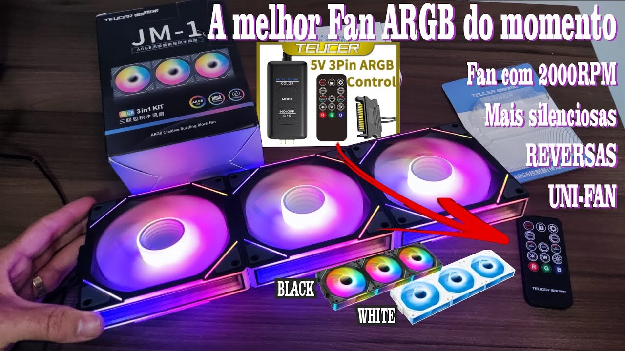 Reviews COMPLETO fan Teucer UNI-FAN JM1 2000RPM com ARGB - YouTube