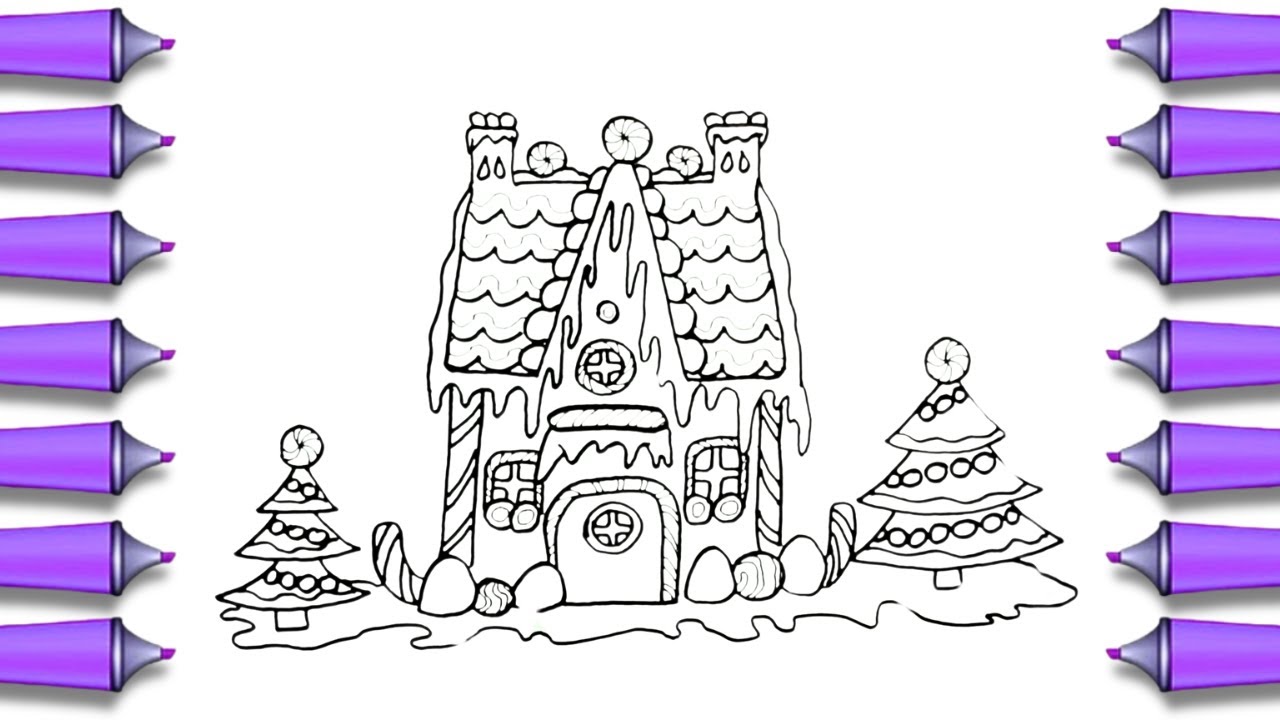 How To Draw A Gingerbread House Easy | Christmas Drawing - YouTube