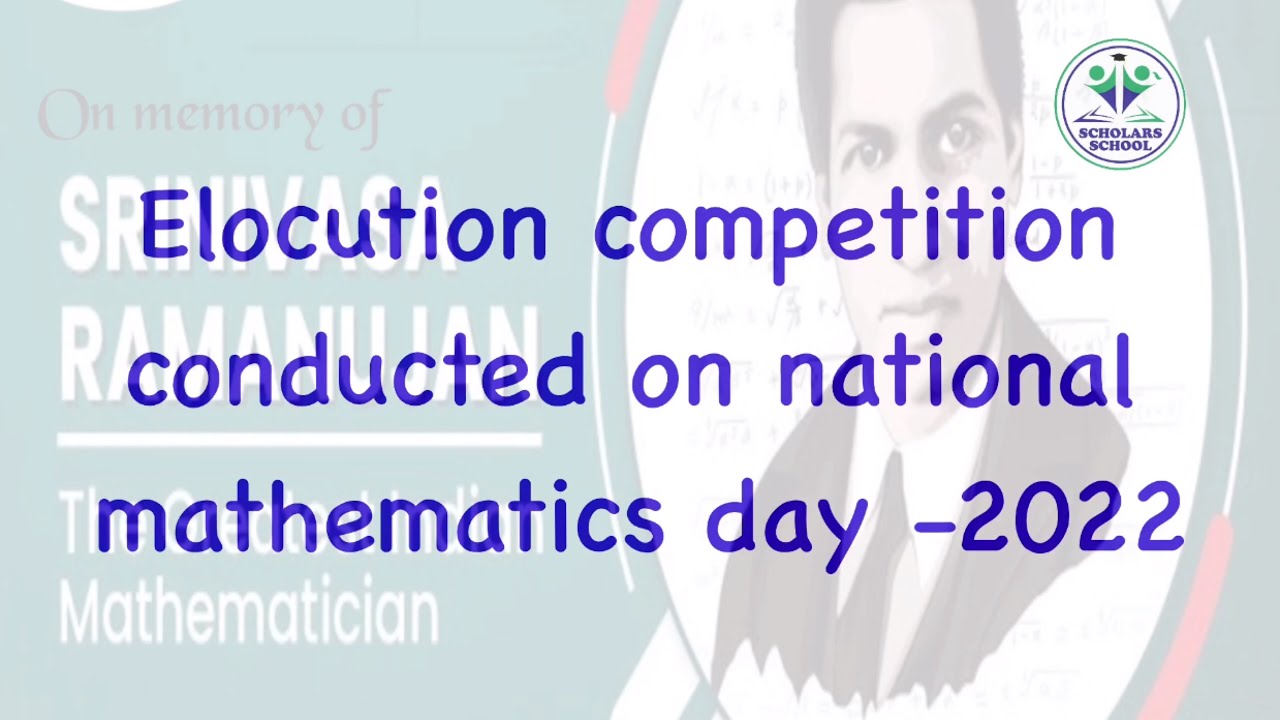 Elocution Competition- National Mathematics day -2022 - YouTube