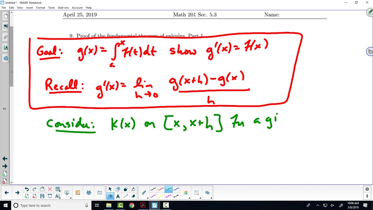 Sec. 5.3 Proof of FTC pt 1A - YouTube