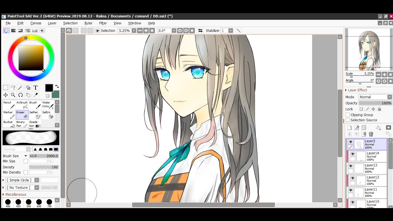(SpeedPaint) coloring in Paint Tool SAI 2 - YouTube