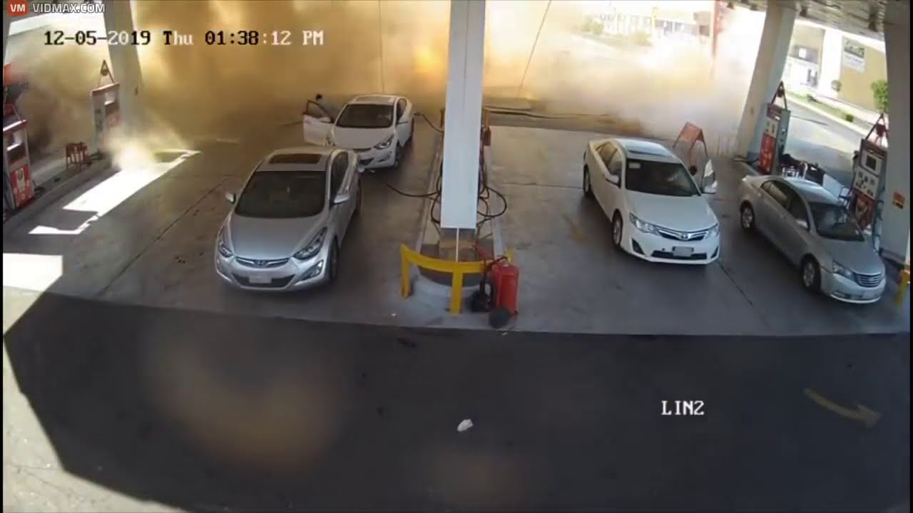 An underground gas tank exploding at gas station - YouTube