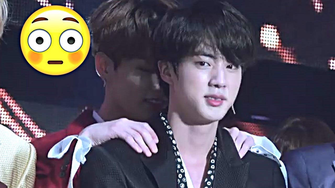 JK touching Jin's muscles and he wants to Eat Jin😳😂 - YouTube