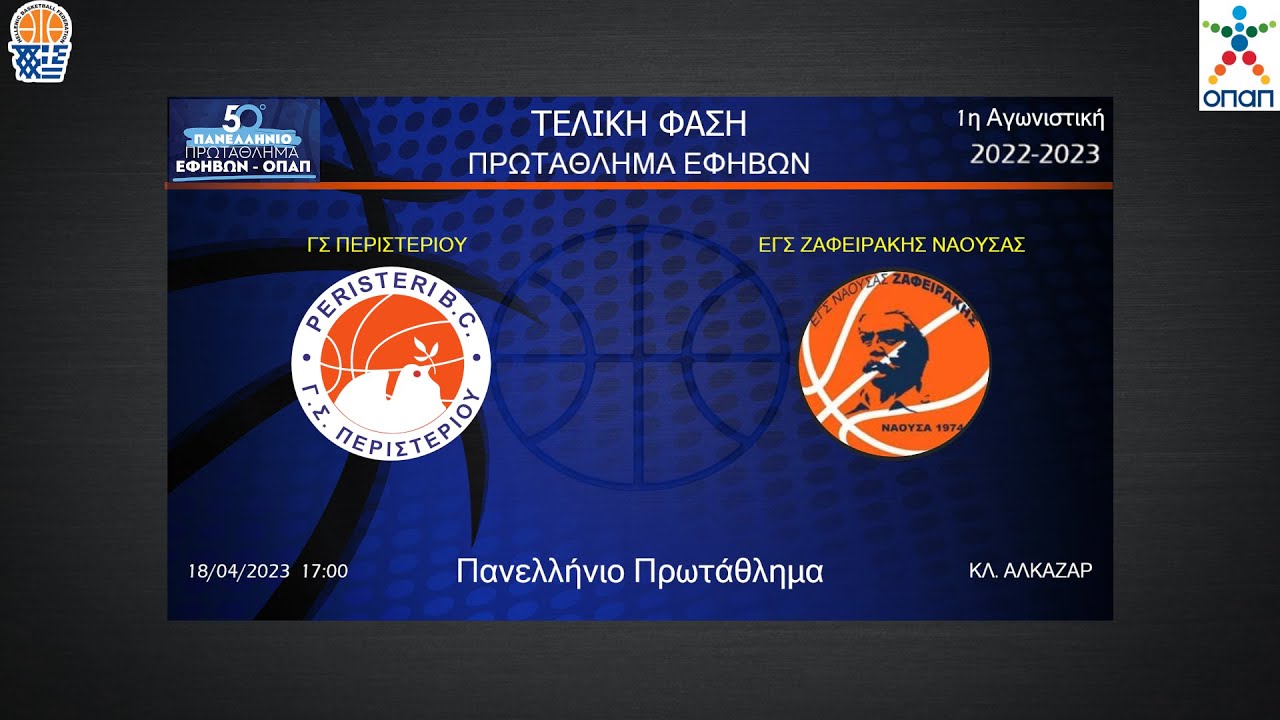 50ο Πανελλήνιο Εφήβων: 18/04, 17.00 ΓΣ ΠΕΡΙΣΤΕΡΙΟΥ – ΕΓΣ ΖΑΦΕΙΡΑΚΗΣ ...