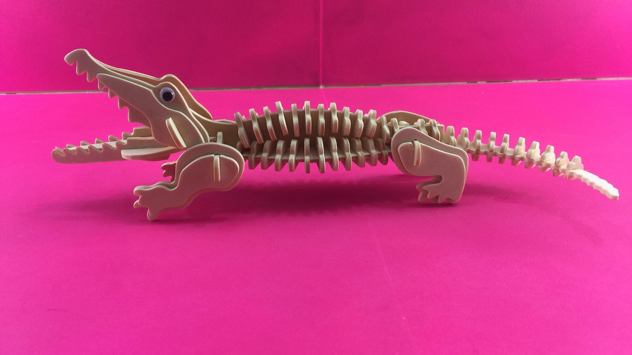DIY Miniature Crocodile ~ Woodcraft Construction Kit - YouTube