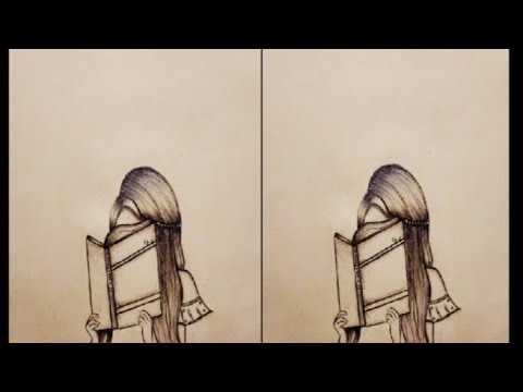 How to draw a easy girl studying drawing || Easy drawing Step by step ...