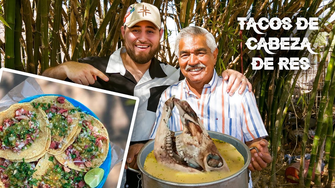 ¡Receta de TACOS de CABEZA DE RES en POZO! - YouTube