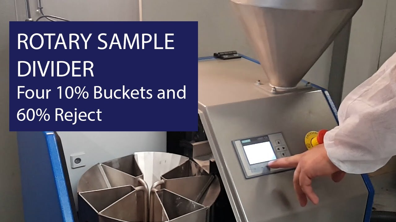 RSD Rotary Sample Divider 10 L - Four 10% buckets and 60% reject - YouTube