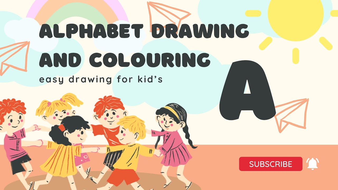 Easy drawing and colouring Alphabet A For Ant,Apple,Axe,Airplane,Arm ...