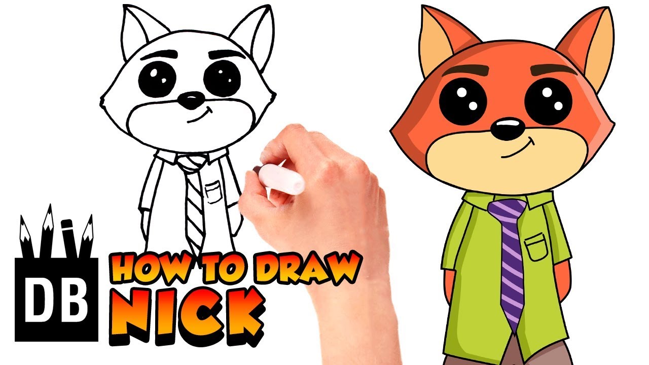How to Draw Nick Wilde From Zootopia | 4 Kids - YouTube