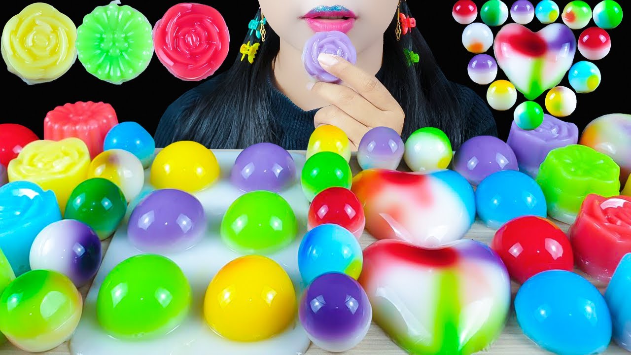 ASMR RAINBOW DESSERT *GALAXY BALLS JELLY, GALAXY HEART JELLY, RAINBOW ...