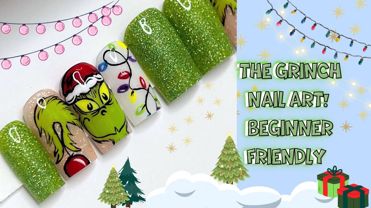 HOW TO DO THE GRINCH NAILS ! SO EASY TUTORIAL BEGINNER FRIENDLY + TIPS ...