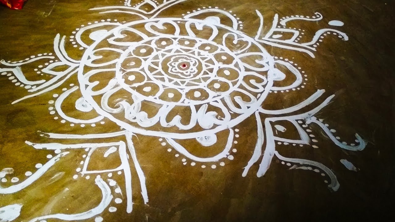 How to make ALPANA Design at home / Very easy and simple alpana design ...