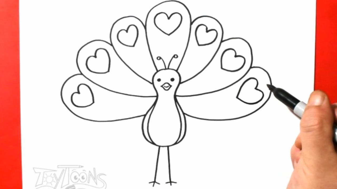 How to Draw a Cute Peacock | Easy Step by Step Drawing - YouTube