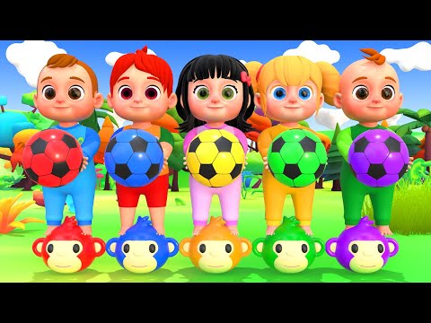 Color Ball Song! | Five Little Monkeys Jumping On The Bed | Melly Nursery Rhymes & Kids Songs